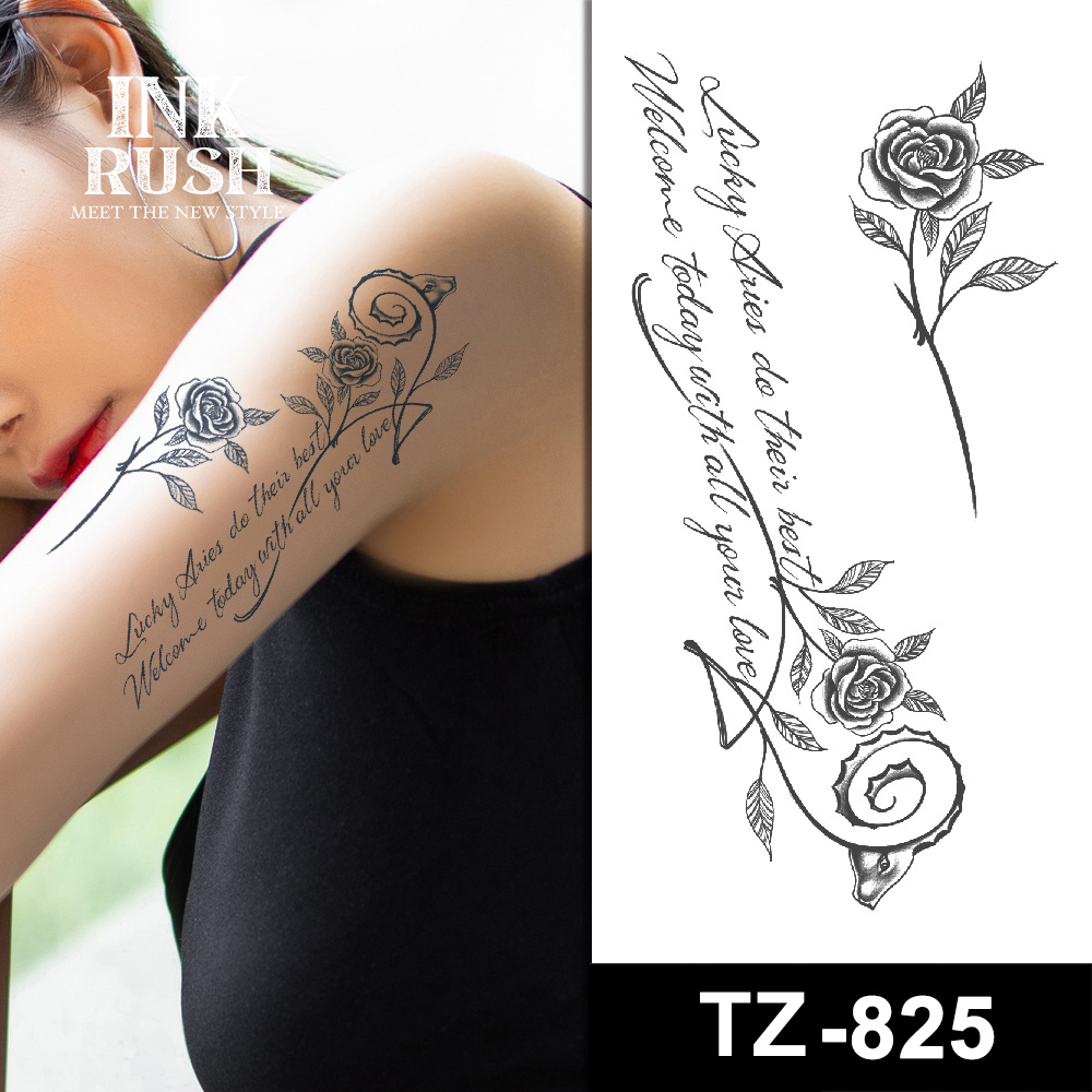 Aries & Roses Script Tattoo - TZ825 – InkRush